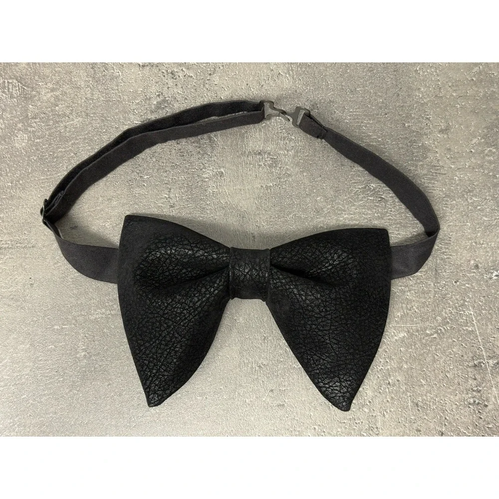 Handmade | Accessories | Handmade Black Faux Leather Bow Tie Vintage ...